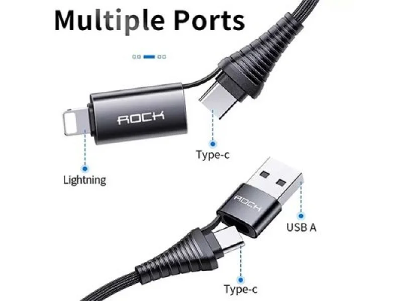 Rock R12 Multi-function PD Fast Charge Cable Price in BD